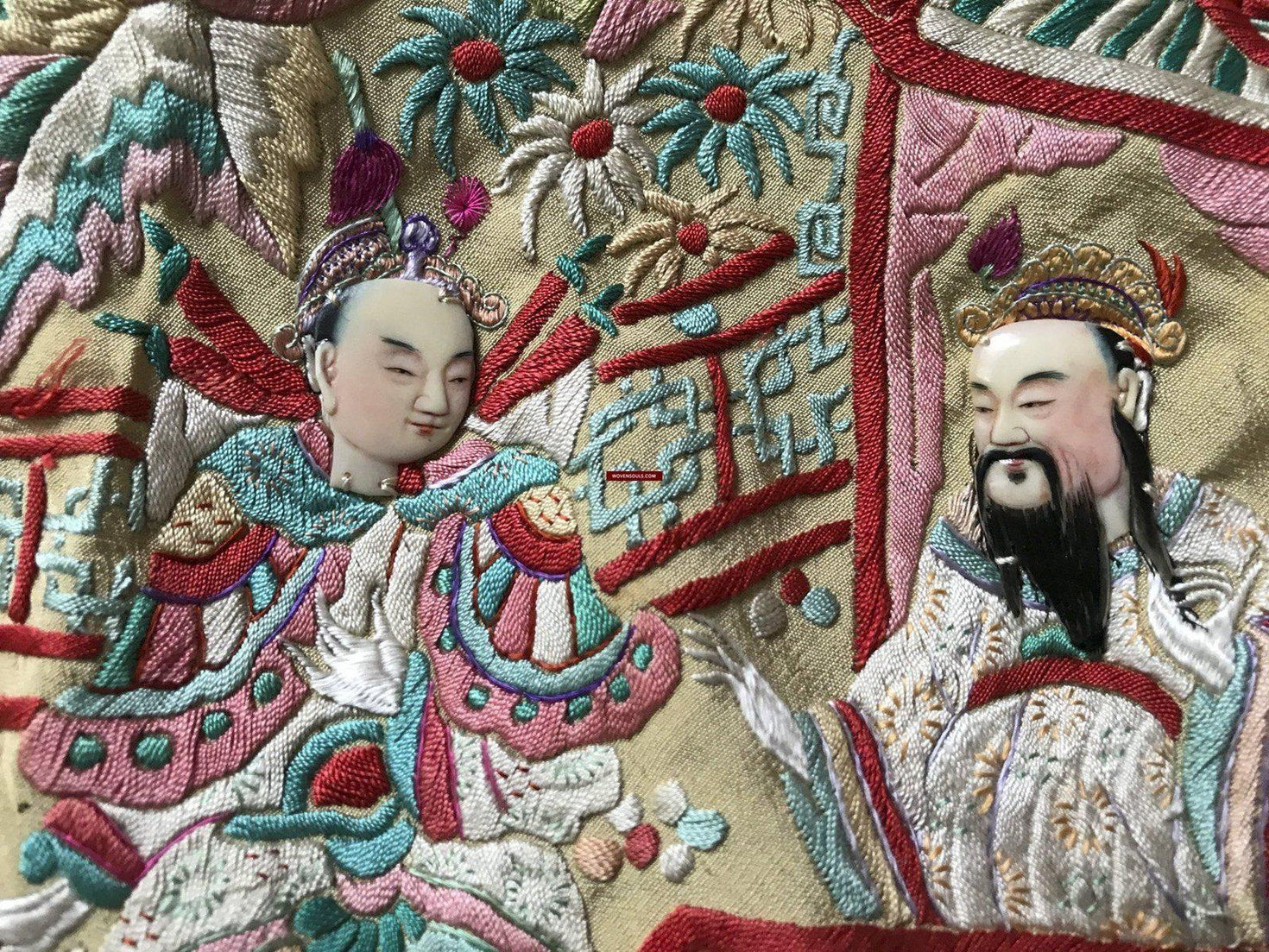 1157 Antique Double Sided Embroidery Manila Manton – WOVENSOULS Antique ...