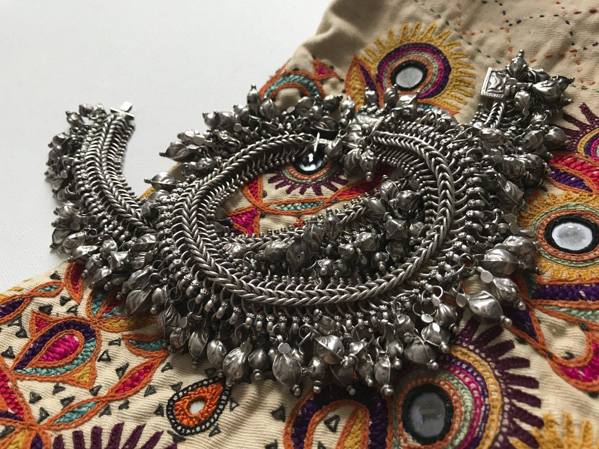 1201 SOLD Old Silver Anklets Payal Jewelry - WOVENSOULS Antique ...