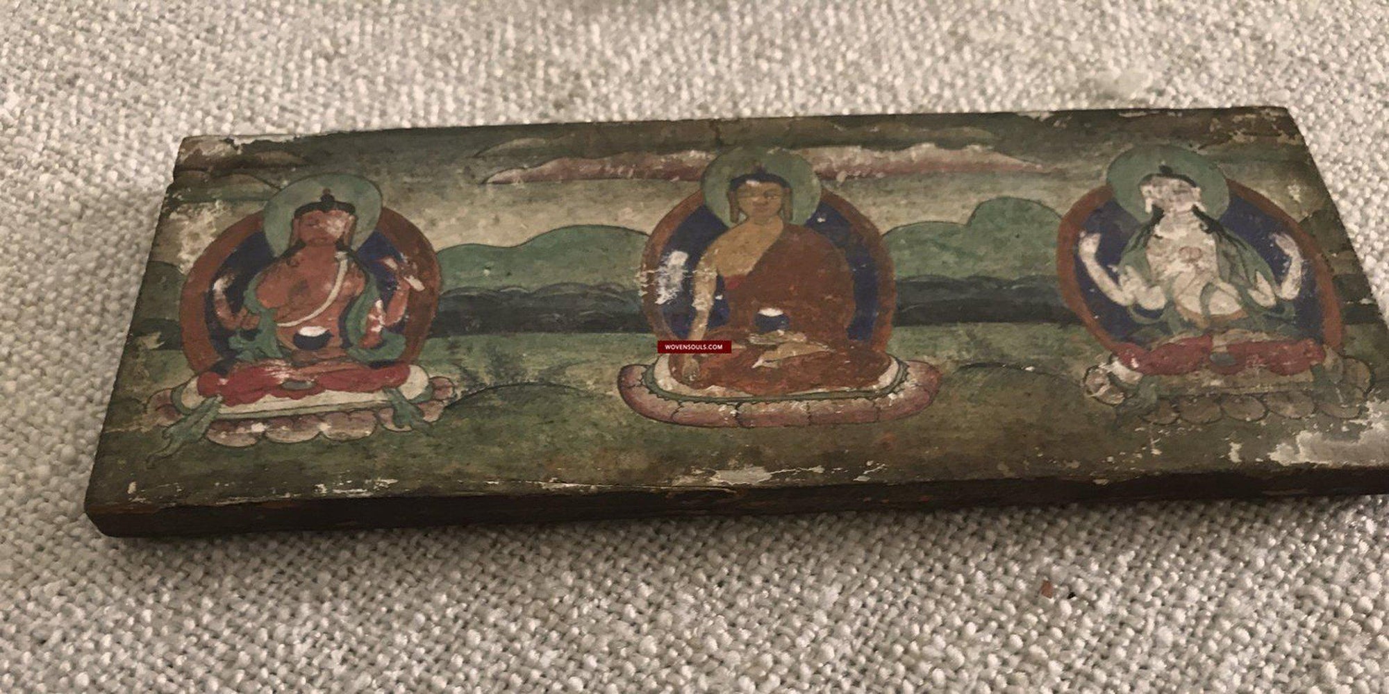 1238 Antique Wood Manuscript Sutra Cover - WOVENSOULS Antique Textiles ...