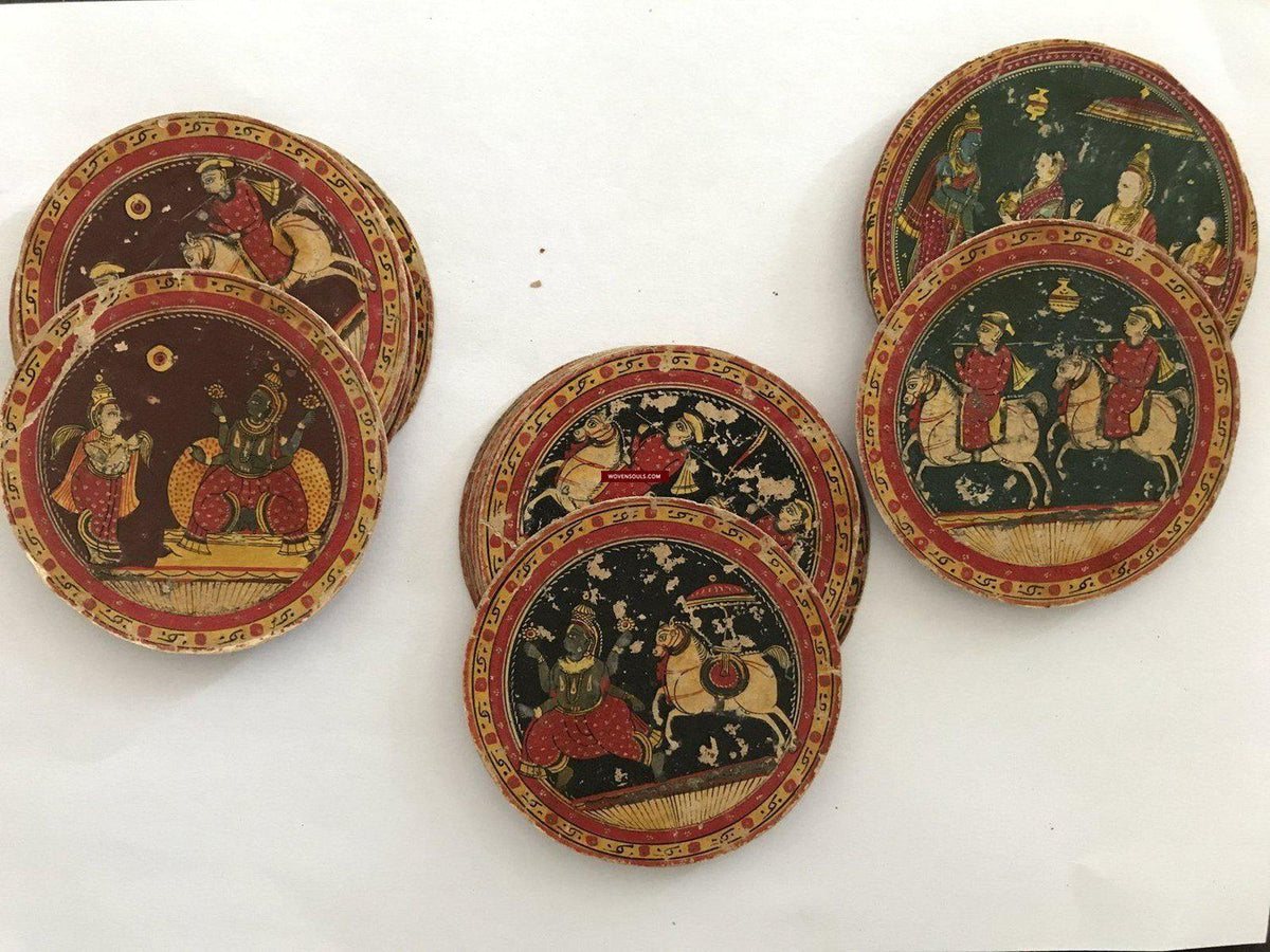 1294 SOLD - Old Painted Ganjifa Playing Cards - Complete Set, India ...