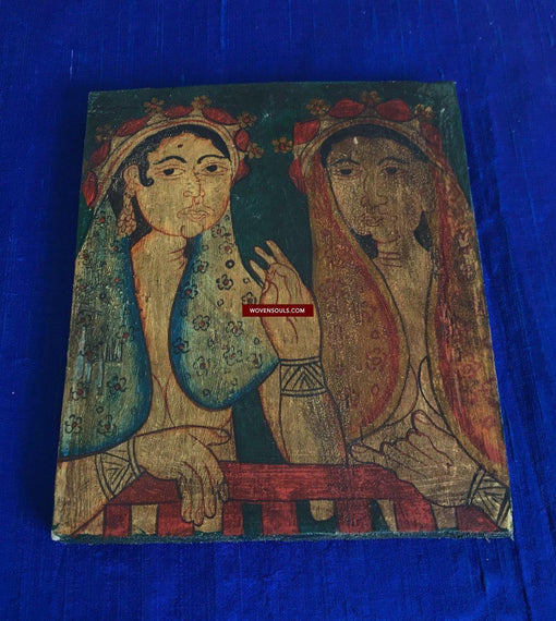 1348 Old Kandy Painting - Ceylon - Antique Art – WOVENSOULS Antique Textiles & Art Gallery