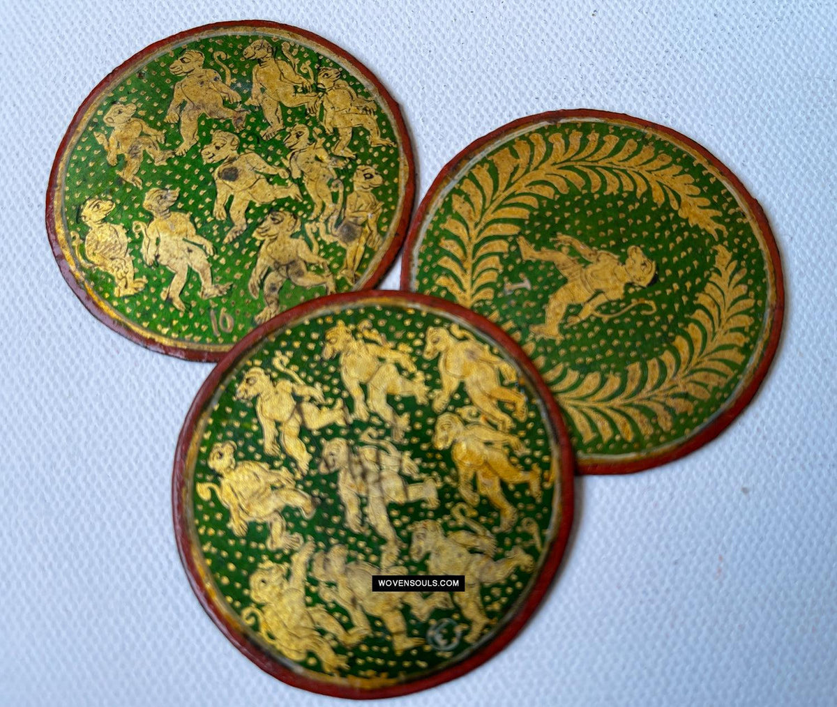 1383-C Group of Antique Ganjifa Playing Cards - WOVENSOULS Antique ...