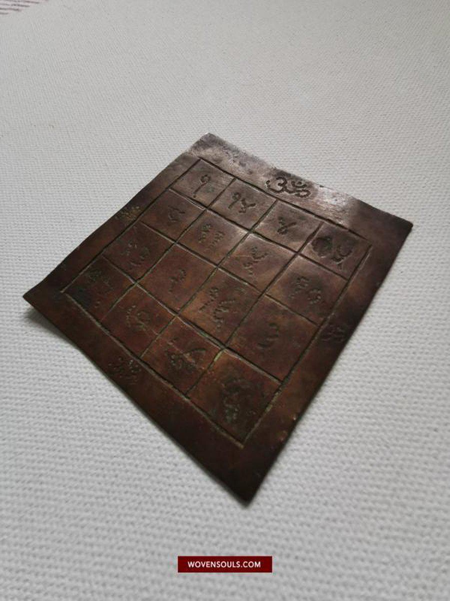 1421 SOLD Antique Copper Hindu Sutra Manuscript with Magic Squares ...