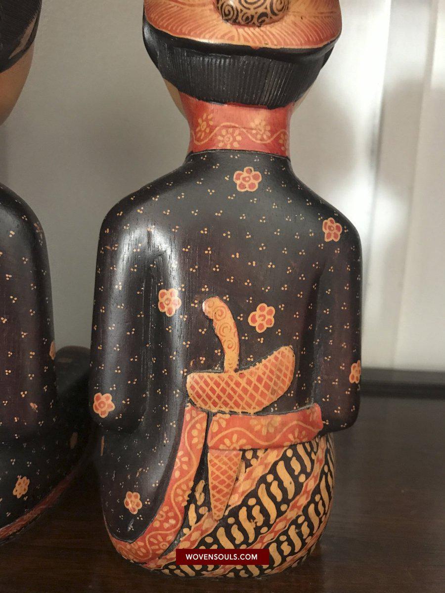 1429 Javanese Batik on Wood - King & Queen Figures - Antique Art ...