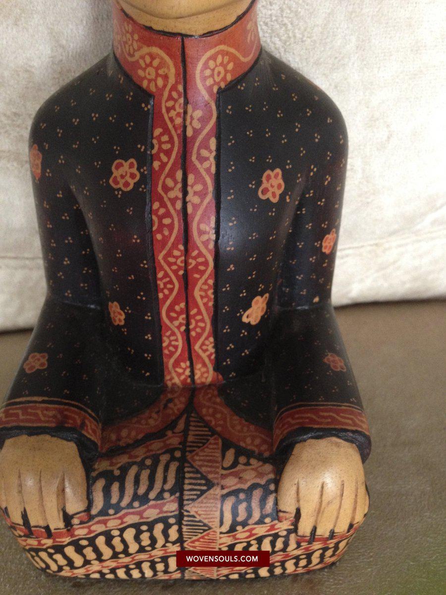 1429 Javanese Batik on Wood - King & Queen Figures - Antique Art ...