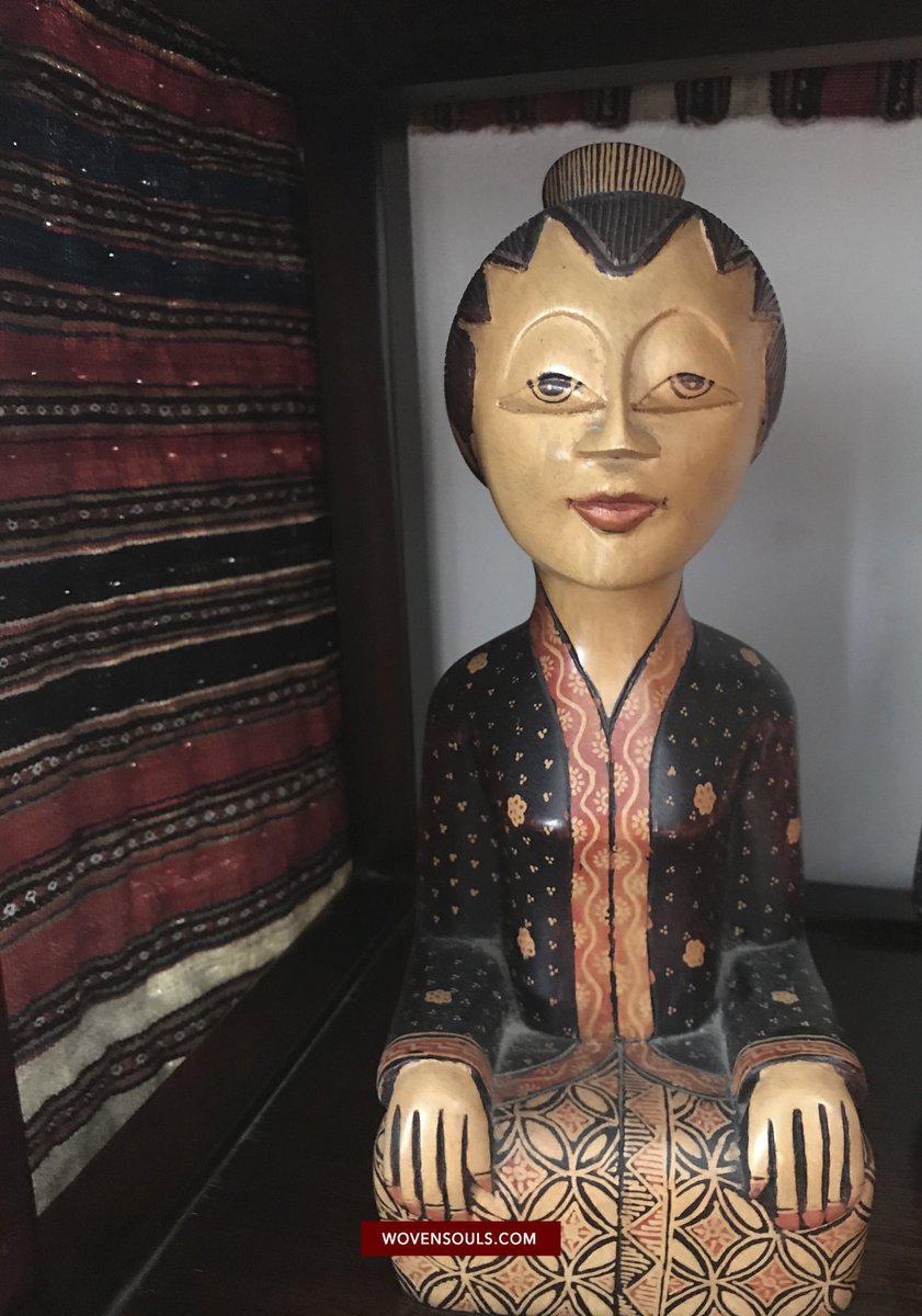 1429 Javanese Batik on Wood - King & Queen Figures - Antique Art ...