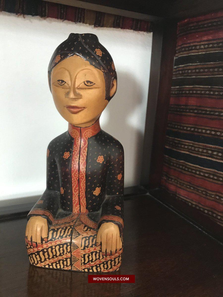 1429 Javanese Batik on Wood - King & Queen Figures - Antique Art ...
