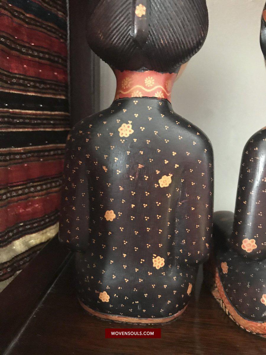 1429 Javanese Batik on Wood - King & Queen Figures - Antique Art ...