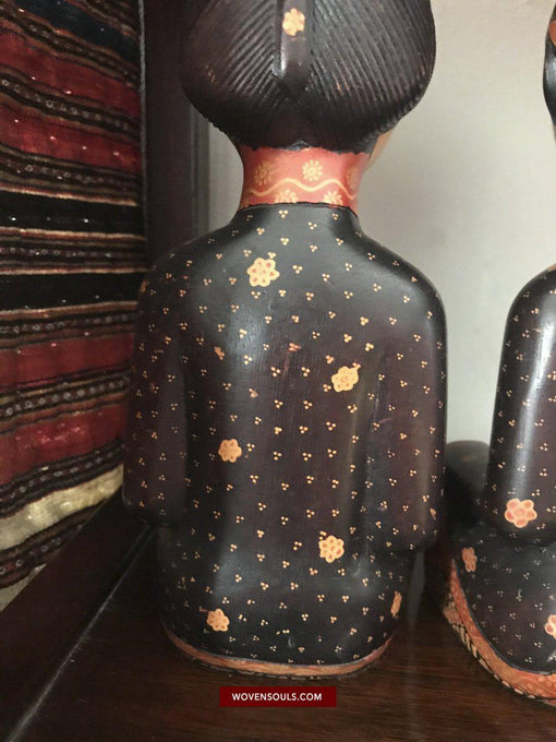 1429 Javanese Batik on Wood - King & Queen Figures - Antique Art ...