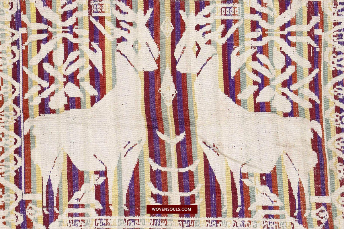 1482 SOLD Antique Lao Tai Silk Weaving Textile Art w Deer Motif ...