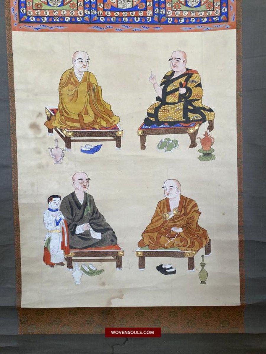 1493 Antique Japanese Buddhist Pure Land Painting Scroll - Pair ...