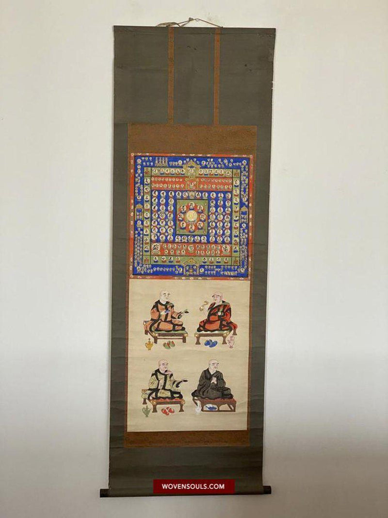 1493 Antique Japanese Buddhist Pure Land Painting Scroll - Pair ...