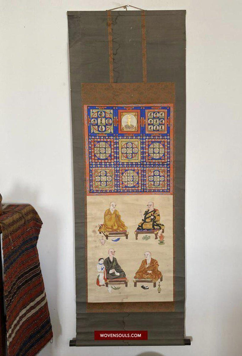1493 Antique Japanese Buddhist Pure Land Painting Scroll - Pair ...