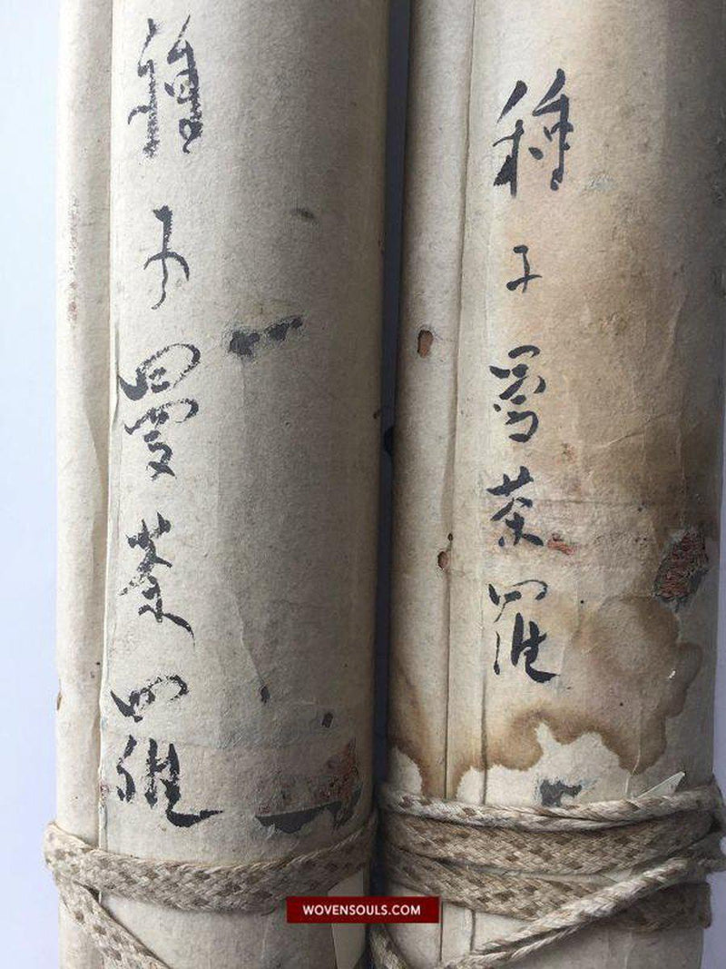 1493 Antique Japanese Buddhist Pure Land Painting Scroll - Pair ...