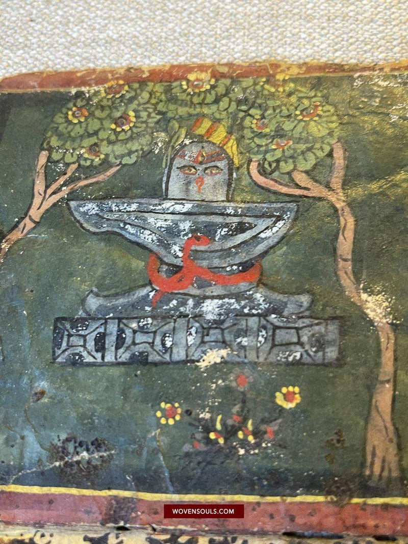 1499 An Important Ancient Hindu Manuscript Scroll with Paintings devoted to Devi Puja ...