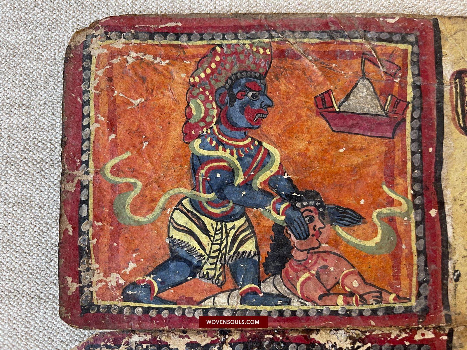 1500 Antique Hindu Manuscript Scroll with Paintings - Protective ...