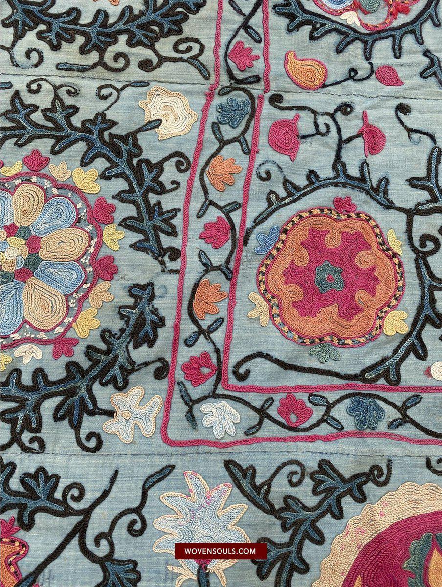 1504 Antique Blue Bukhara Suzani - WOVENSOULS Antique Textiles & Art ...