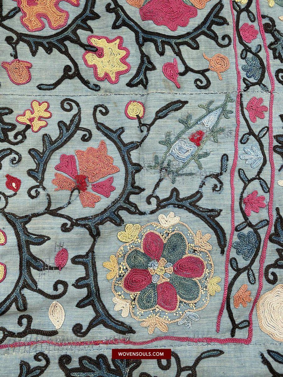 1504 Antique Blue Bukhara Suzani - WOVENSOULS Antique Textiles & Art ...