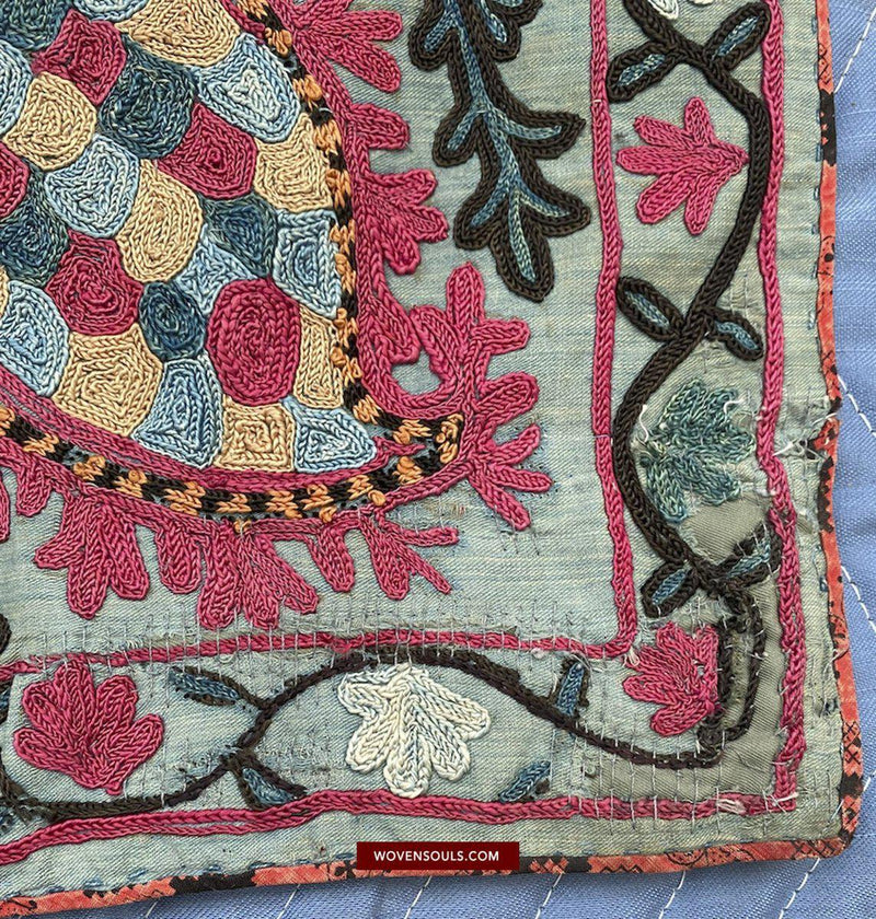 1504 Antique Blue Bukhara Suzani - WOVENSOULS Antique Textiles & Art ...