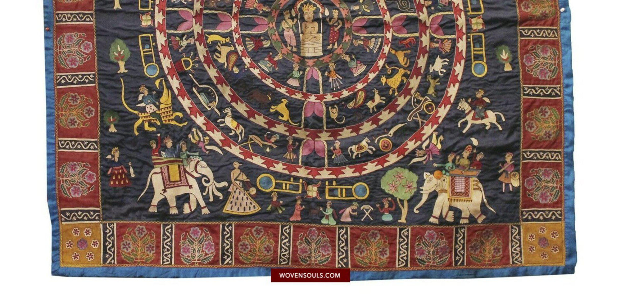 1541 SOLD Old Jain Pichvai Silk Mochi Embroidery Art - Lord Mahavir ...