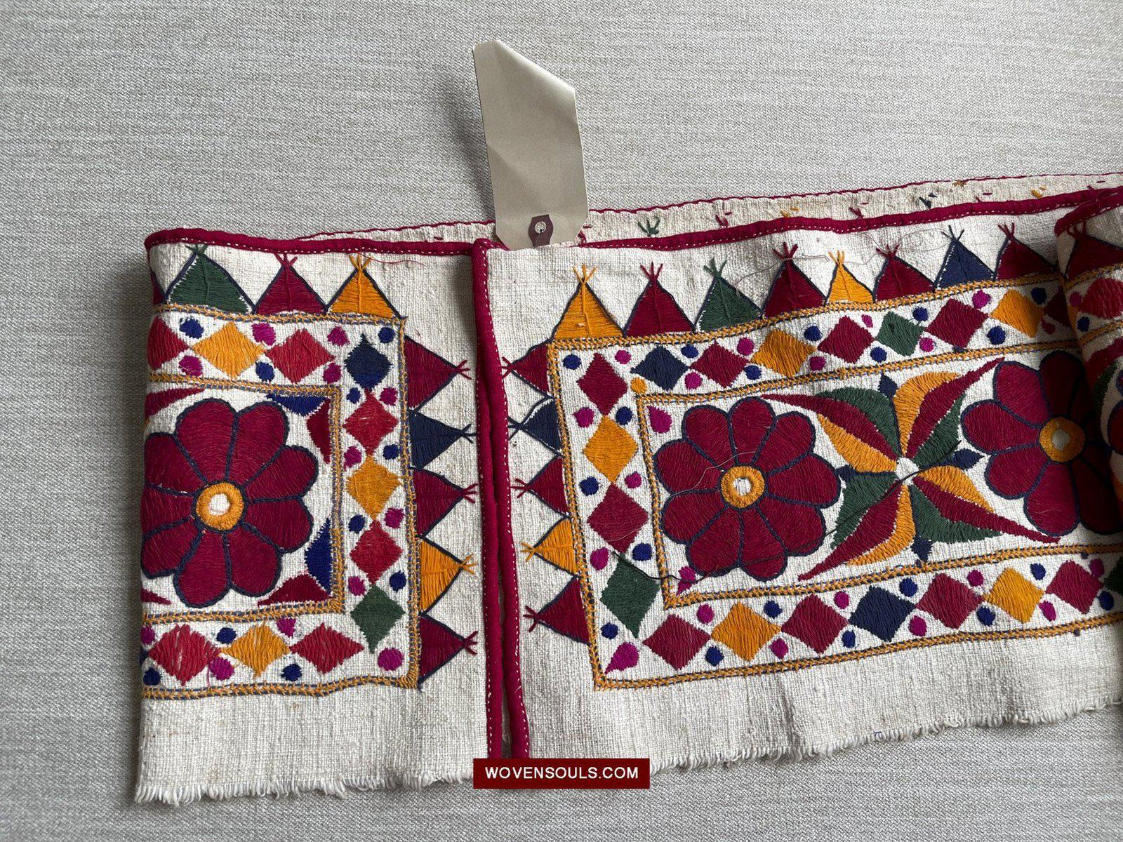 1553 Long Vintage White Panel with Embroidery from - WOVENSOULS Antique ...