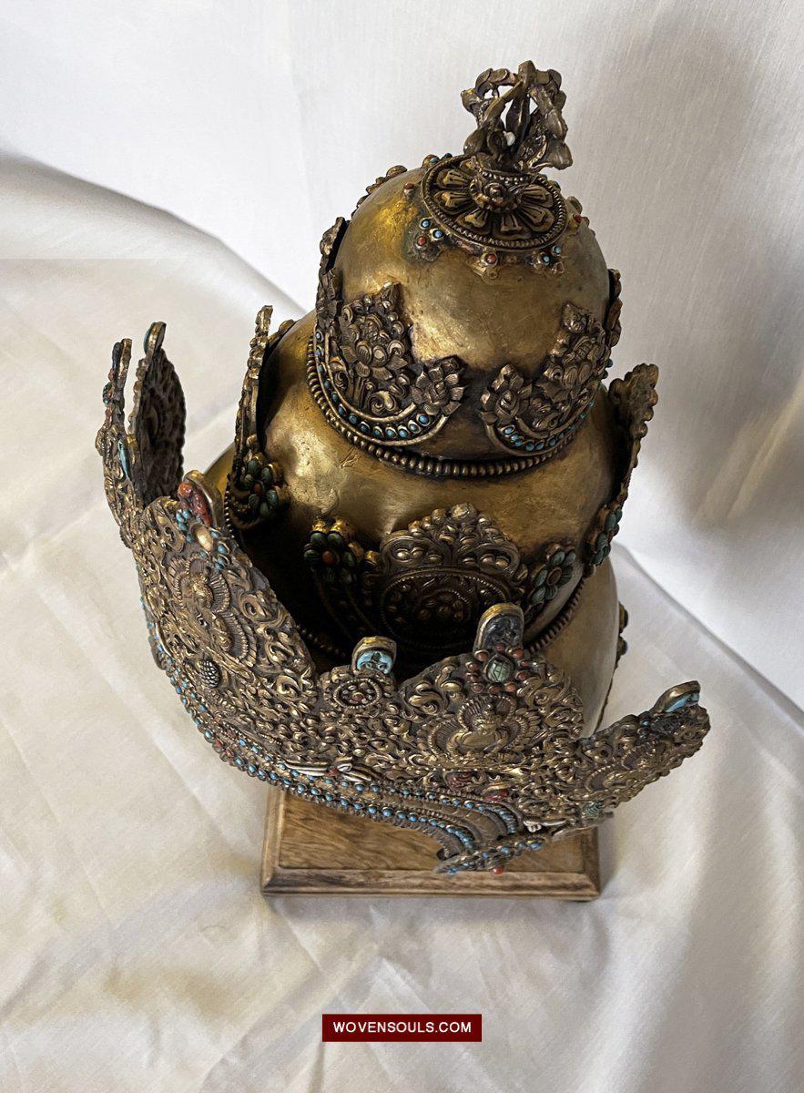1561 SOLD - Antique Buddhist Ceremonial Crown for Lama / Priest ...