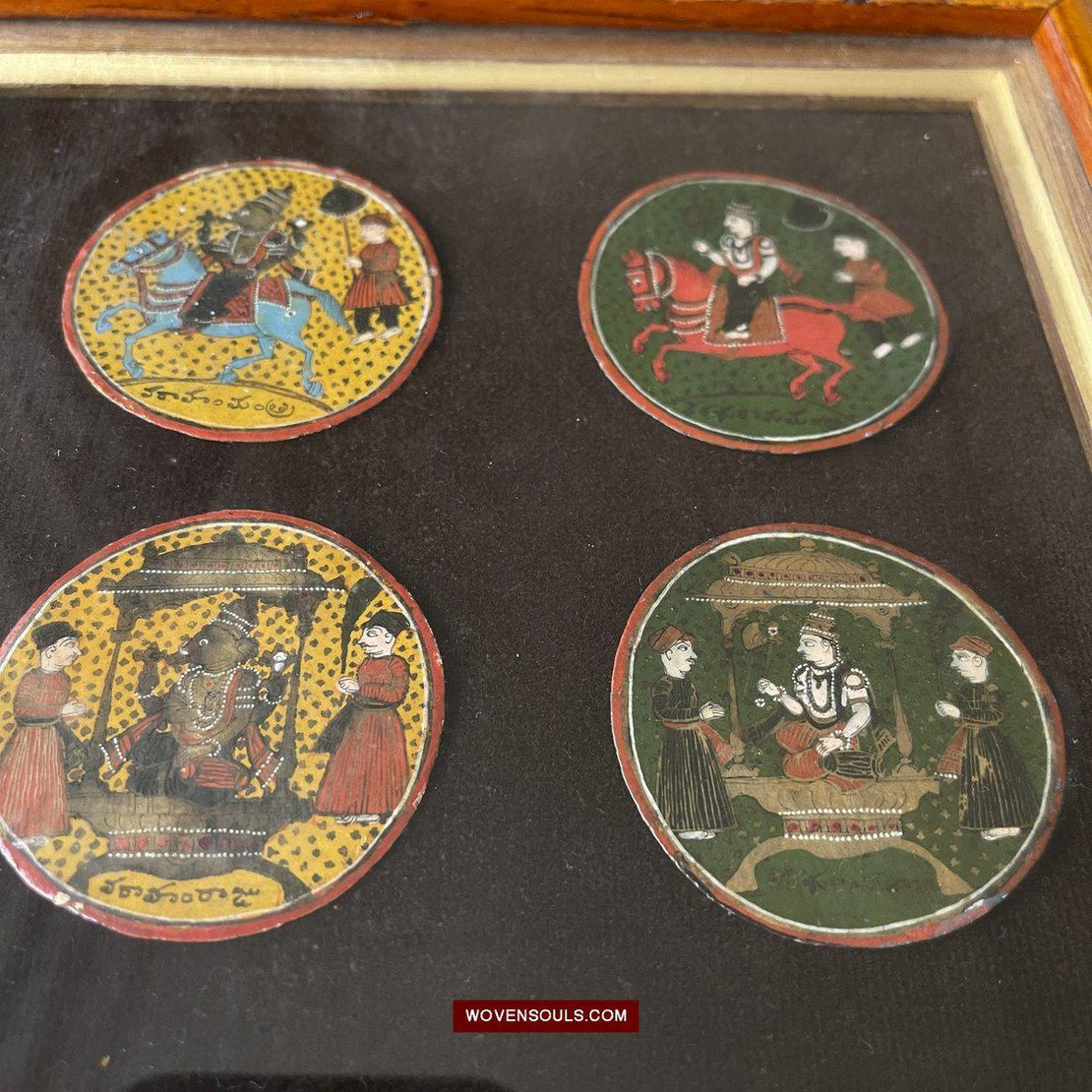 1567 Framed Old Painted Ganjifa Playing Cards - Old – WOVENSOULS ...