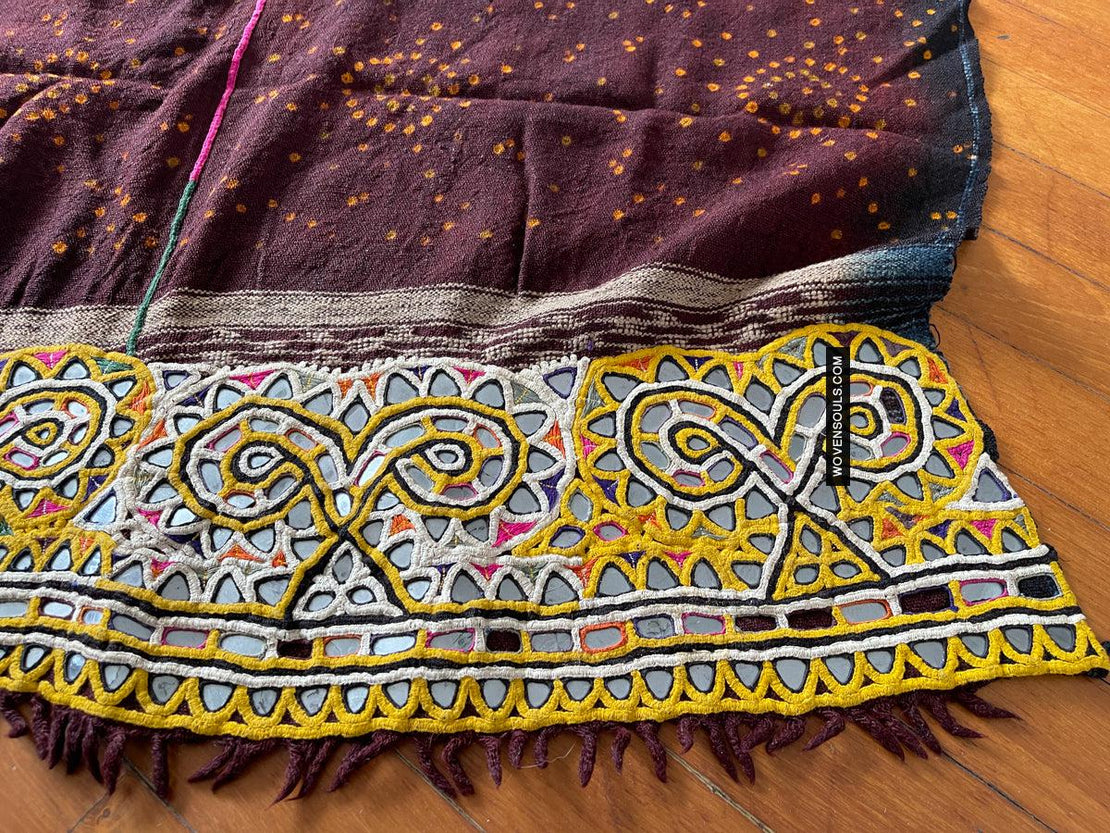 1689 Deep Maroon Rabari Ludhi Wedding Shawl Tie-dye – WOVENSOULS ...