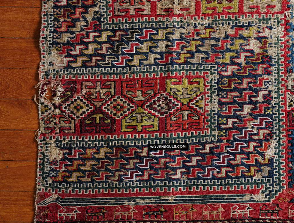 1713 Antique Caucasian Zoomorphic Zileh / Sileh Embroidered ...