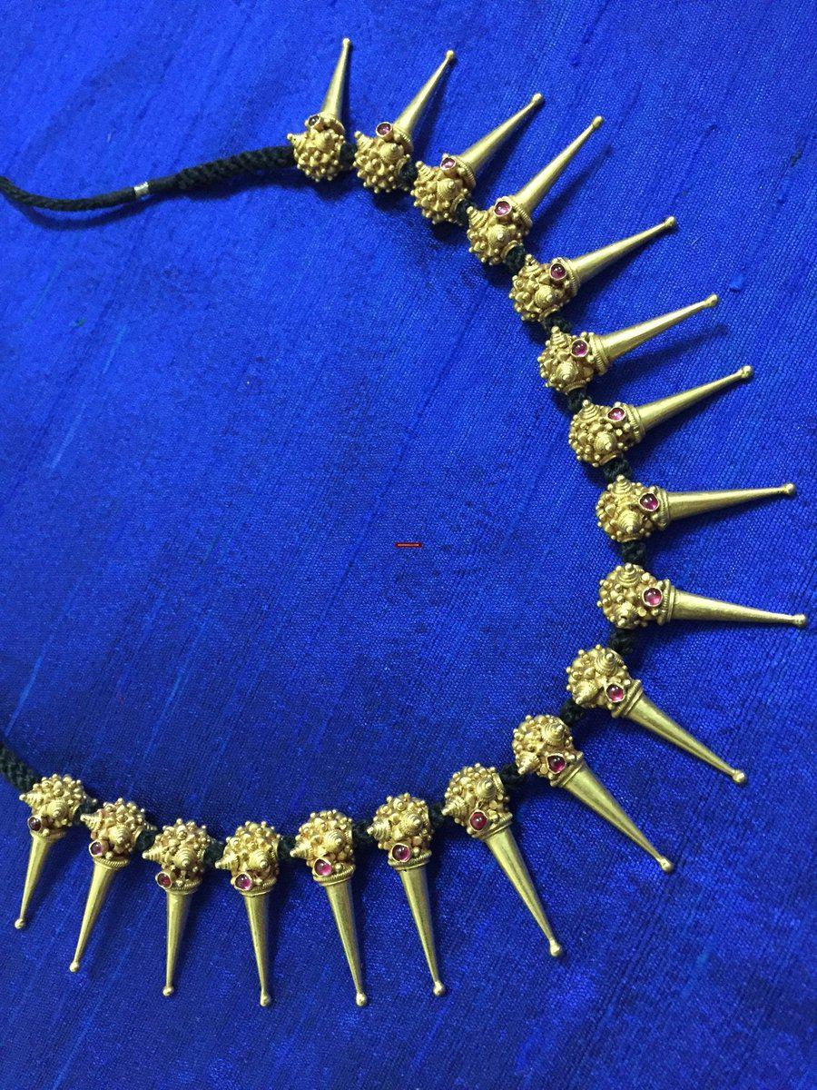 500 Gold Necklace made of Old Gokhru Bits and rubies – WOVENSOULS ...