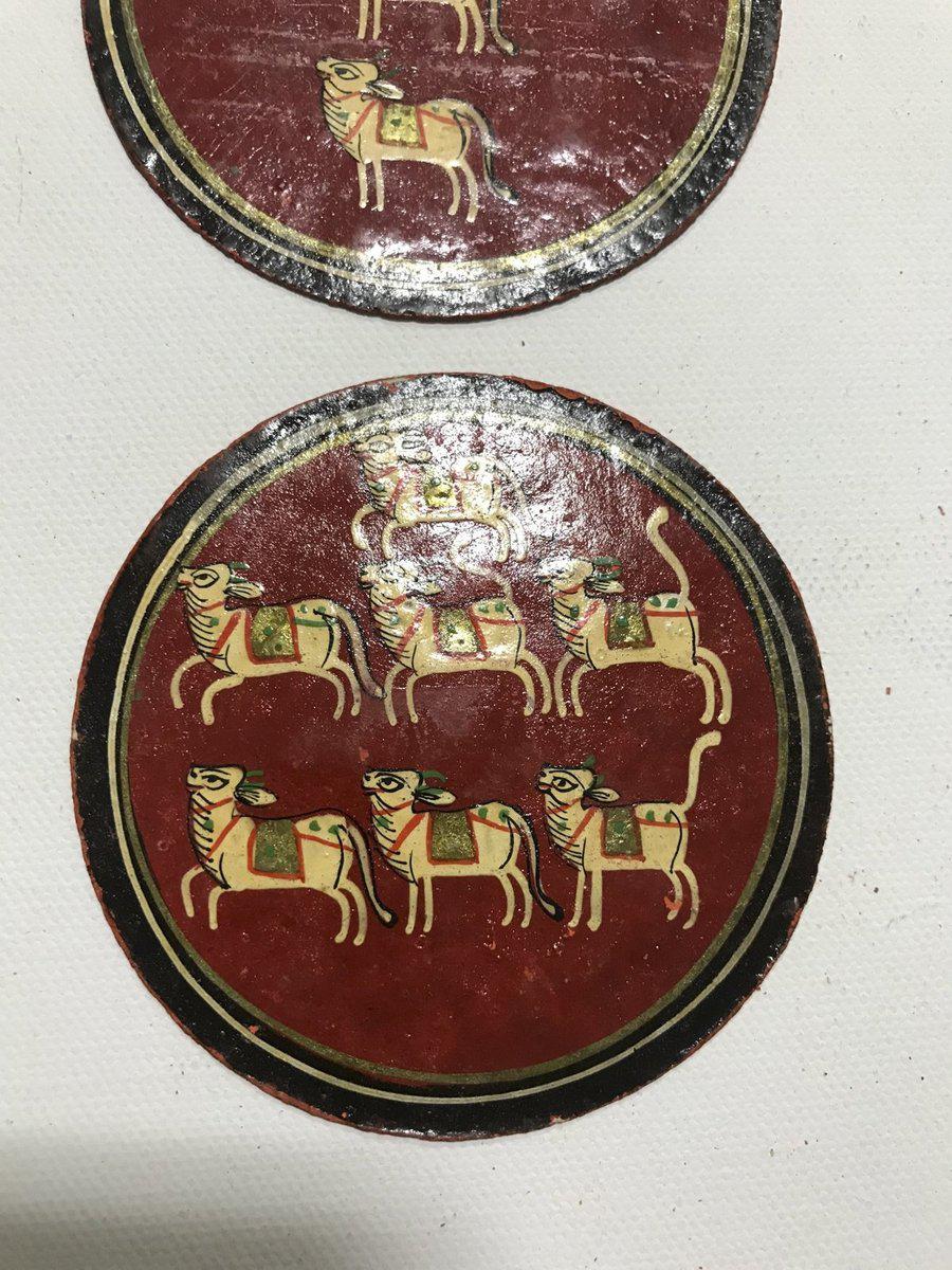 5011 SOLD Group of 12 old Lacquered Ganjifa Playing Cards Sawantwadi ...