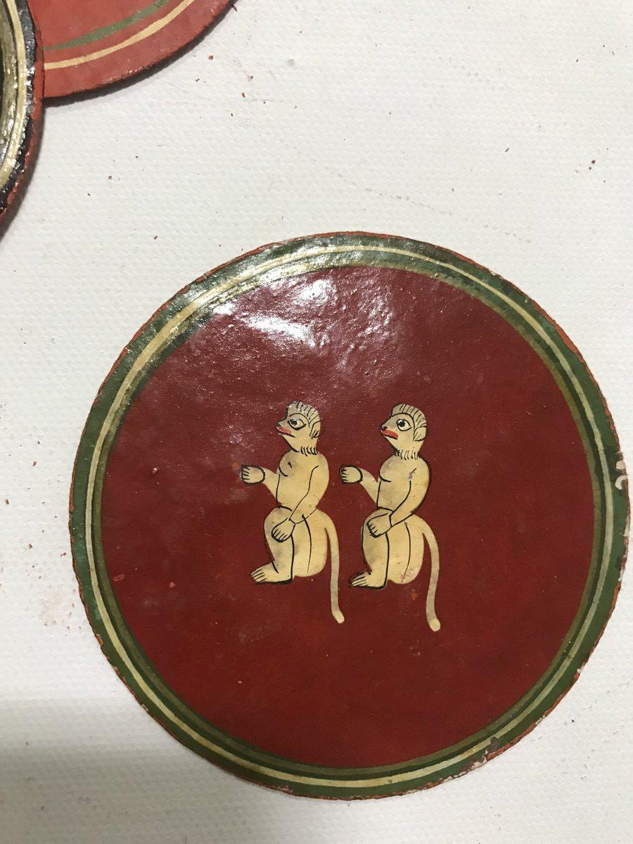 5011 SOLD Group of 12 old Lacquered Ganjifa Playing Cards Sawantwadi ...