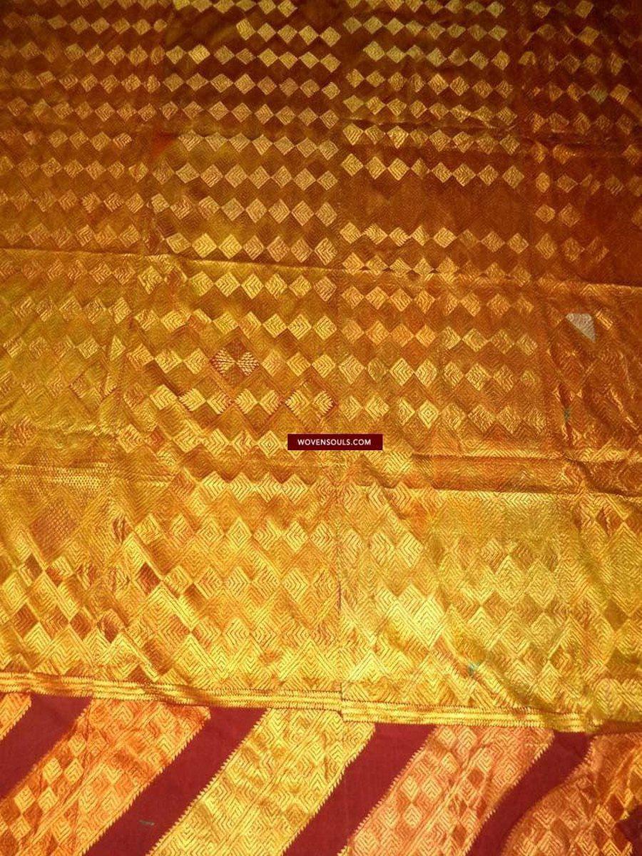549-B Vintage Golden Varida Bagh Phulkari - WOVENSOULS Antique Textiles & Art Gallery