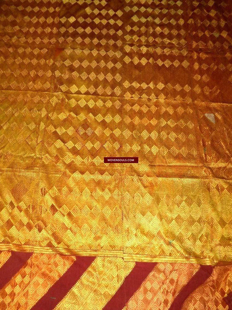 549-B Vintage Golden Varida Bagh Phulkari - WOVENSOULS Antique Textiles & Art Gallery