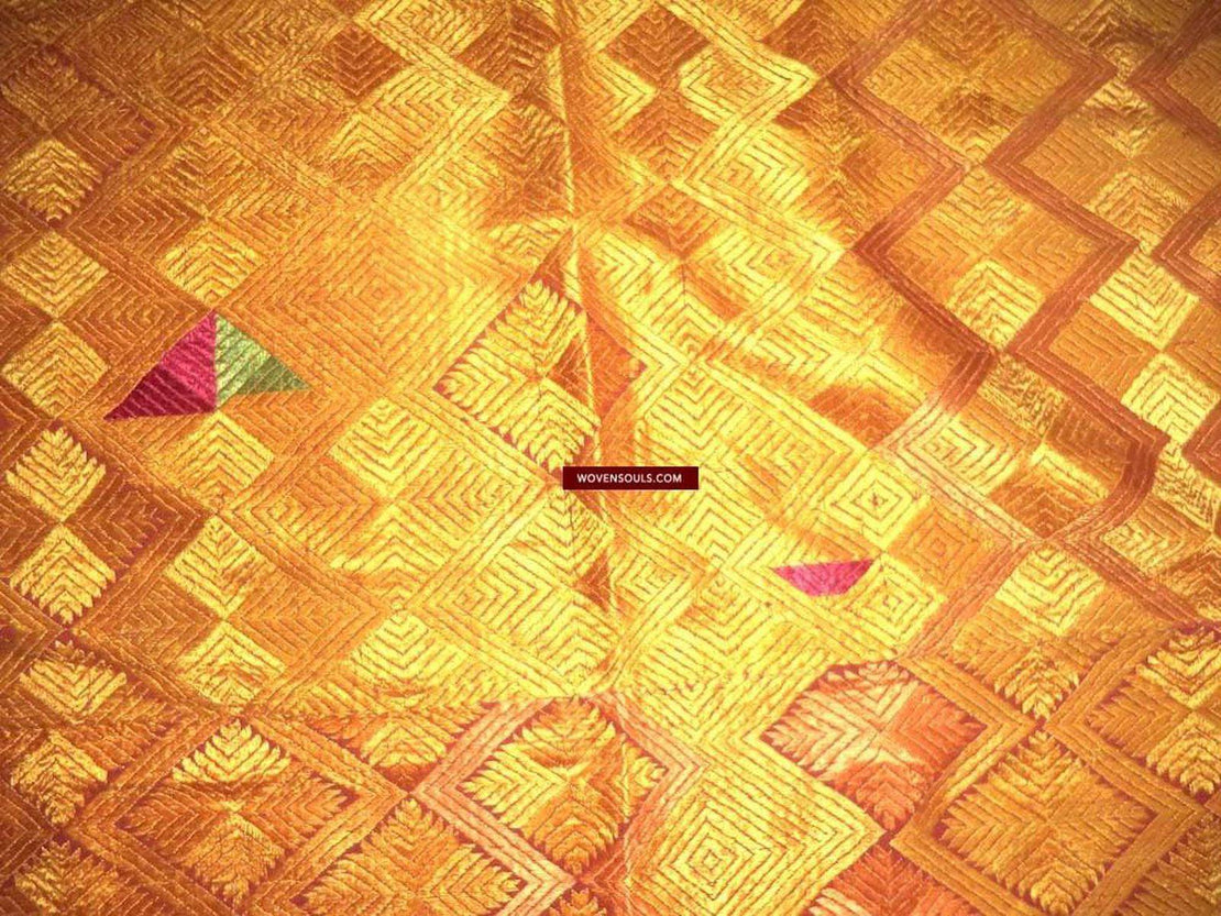 549-B Golden Varida Bagh Phulkari - Antique Art – WOVENSOULS Antique Textiles & Art Gallery