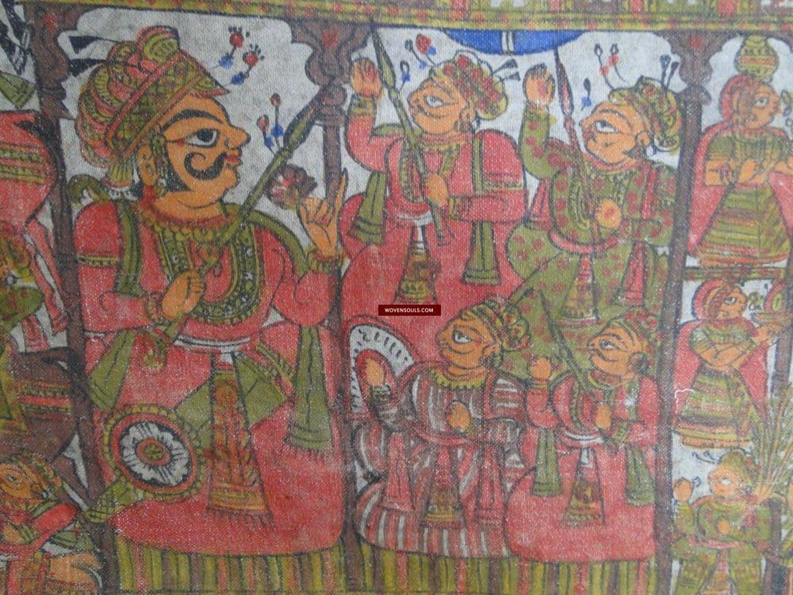 655 SOLD Old Antique 'Pabuji Ki Phad' Fragment Folk Painting ...