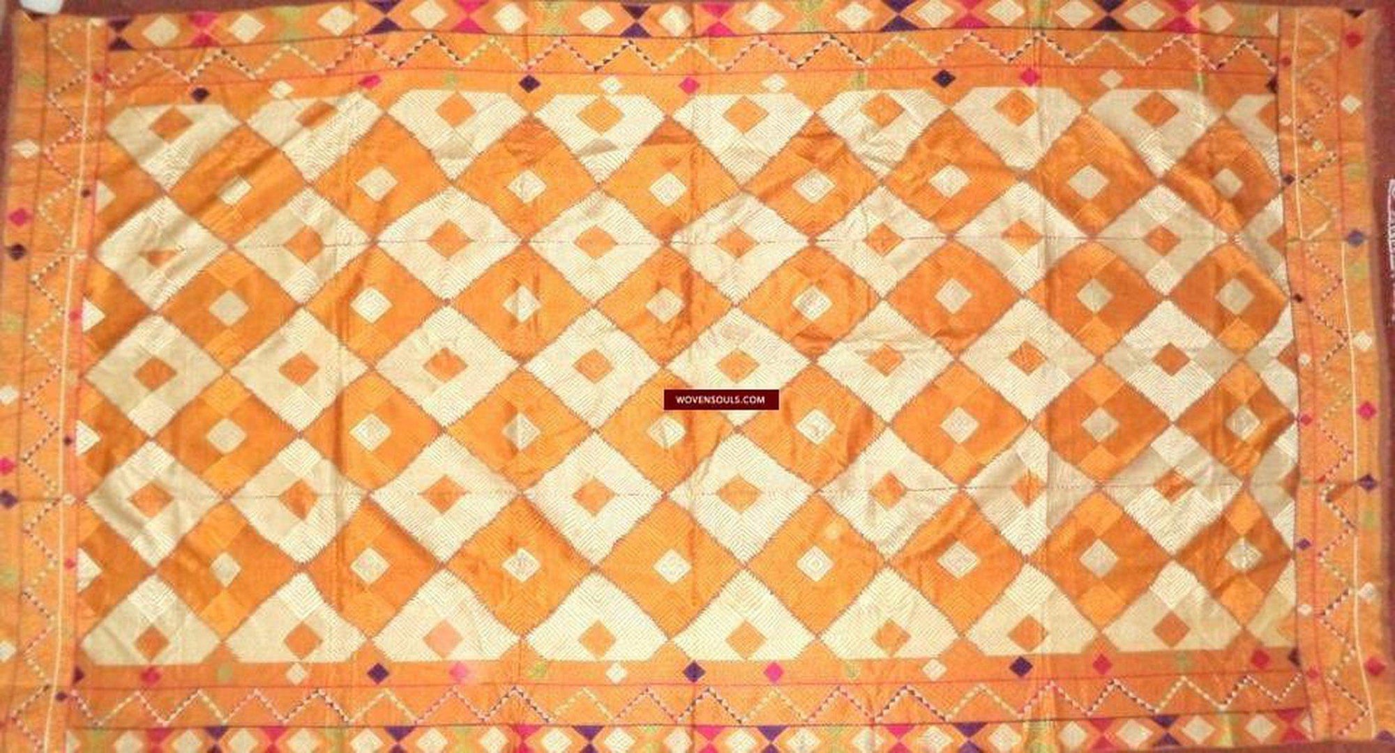 670 Vintage Patanga Bagh Phulkari Indian Textile Art Embroidery SIlk ...