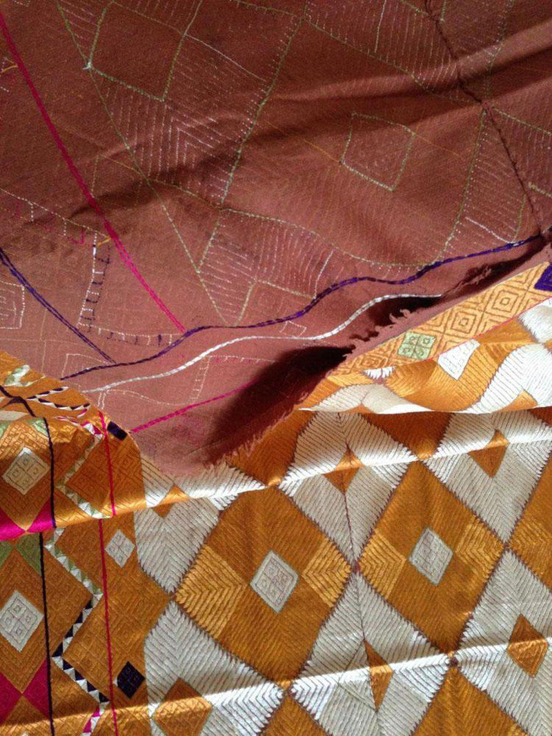 670 Vintage Patanga Bagh Phulkari Indian Textile Art Embroidery SIlk ...
