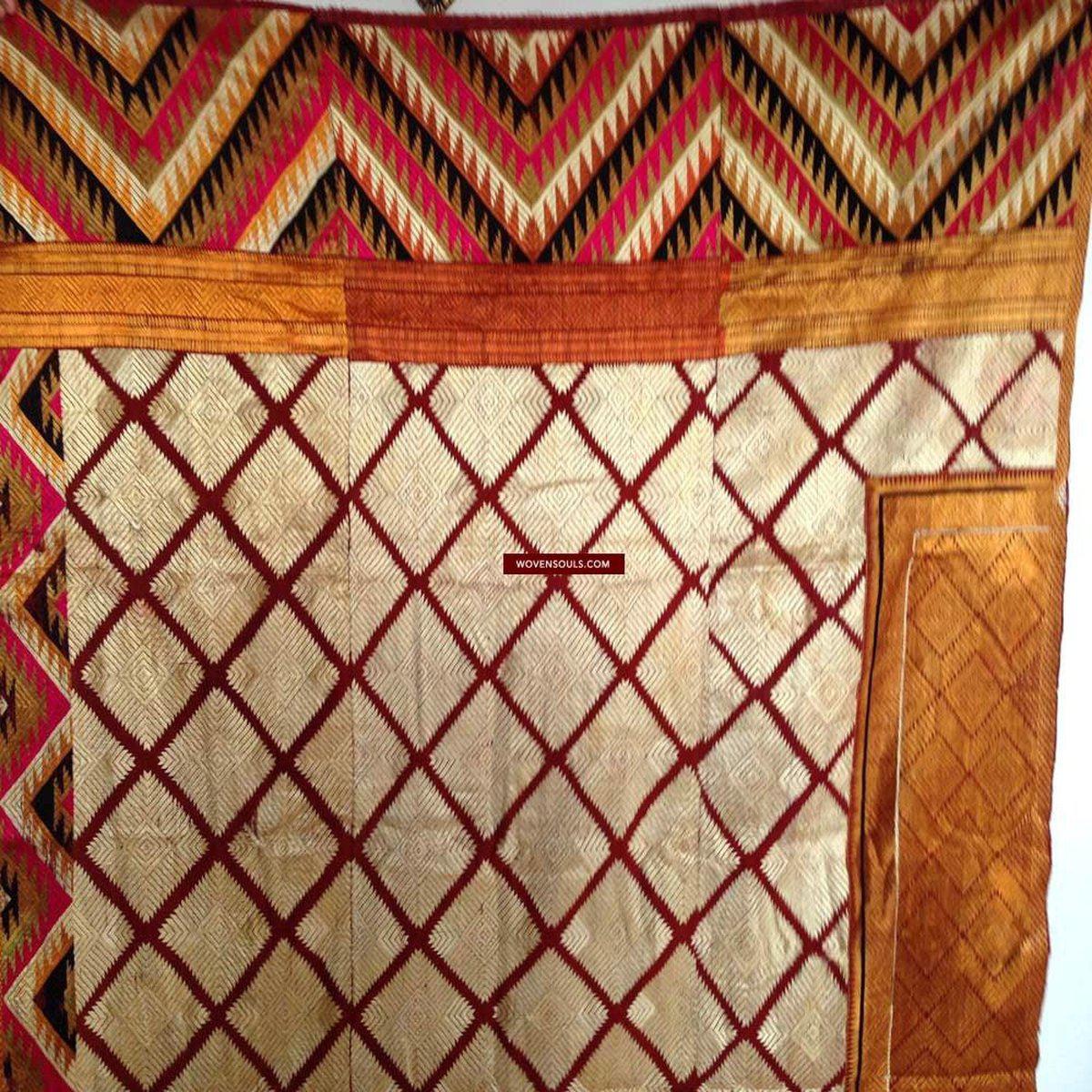 673 White Chand Bagh Lehariya Border Phulkari Indian - WOVENSOULS ...