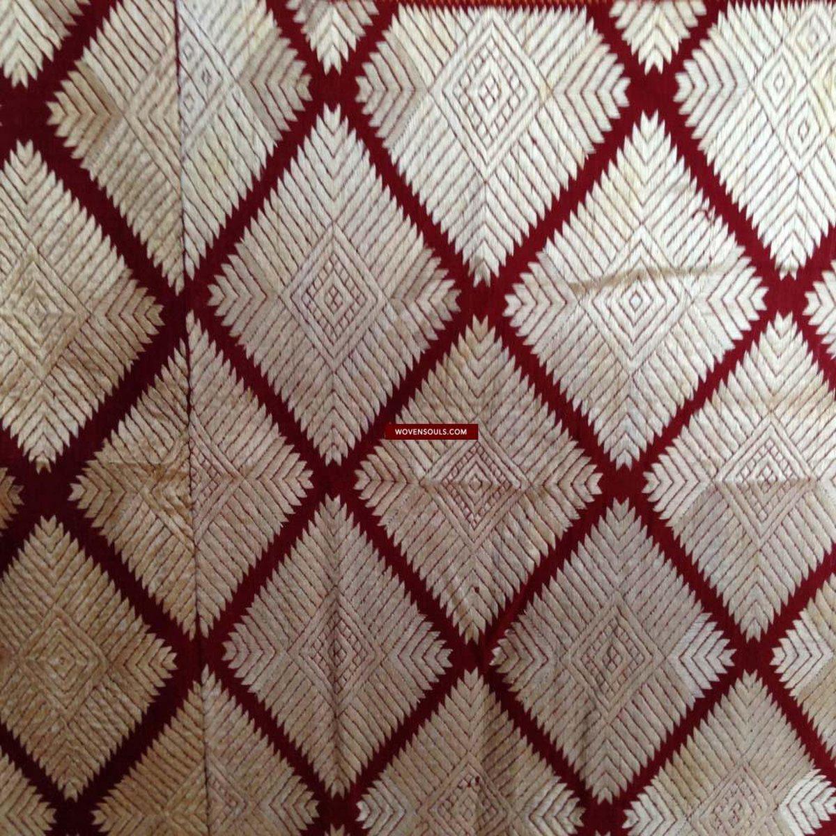 673 White Chand Bagh Lehariya Border Phulkari Indian - WOVENSOULS ...