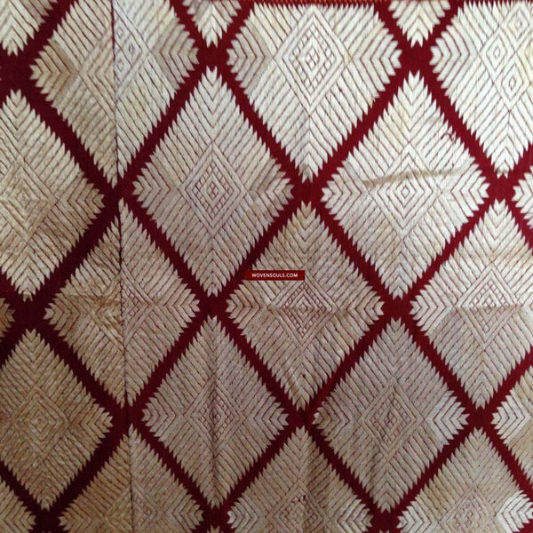 673 White Chand Bagh Lehariya Border Phulkari Indian - WOVENSOULS ...