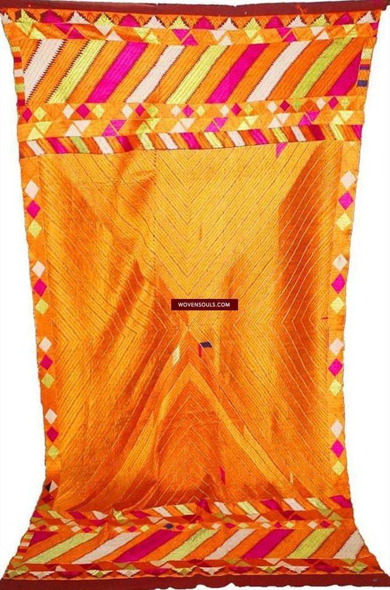 843 SOLD Vintage Golden Vari da Bagh Phulkari Textile - WOVENSOULS ...