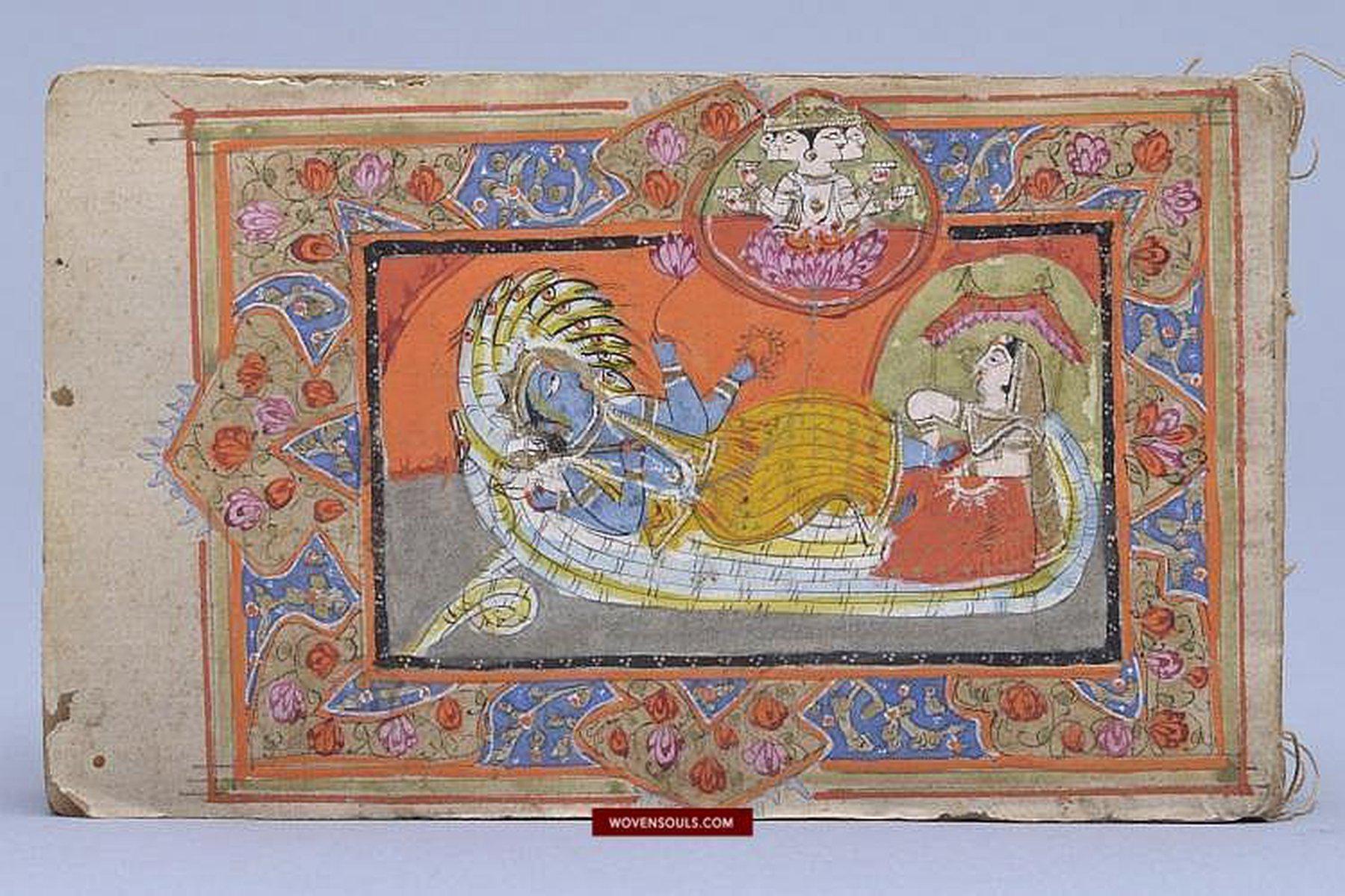 9008 Antique HIndu Bhagavat Purana Manuscript with Illuminated ...